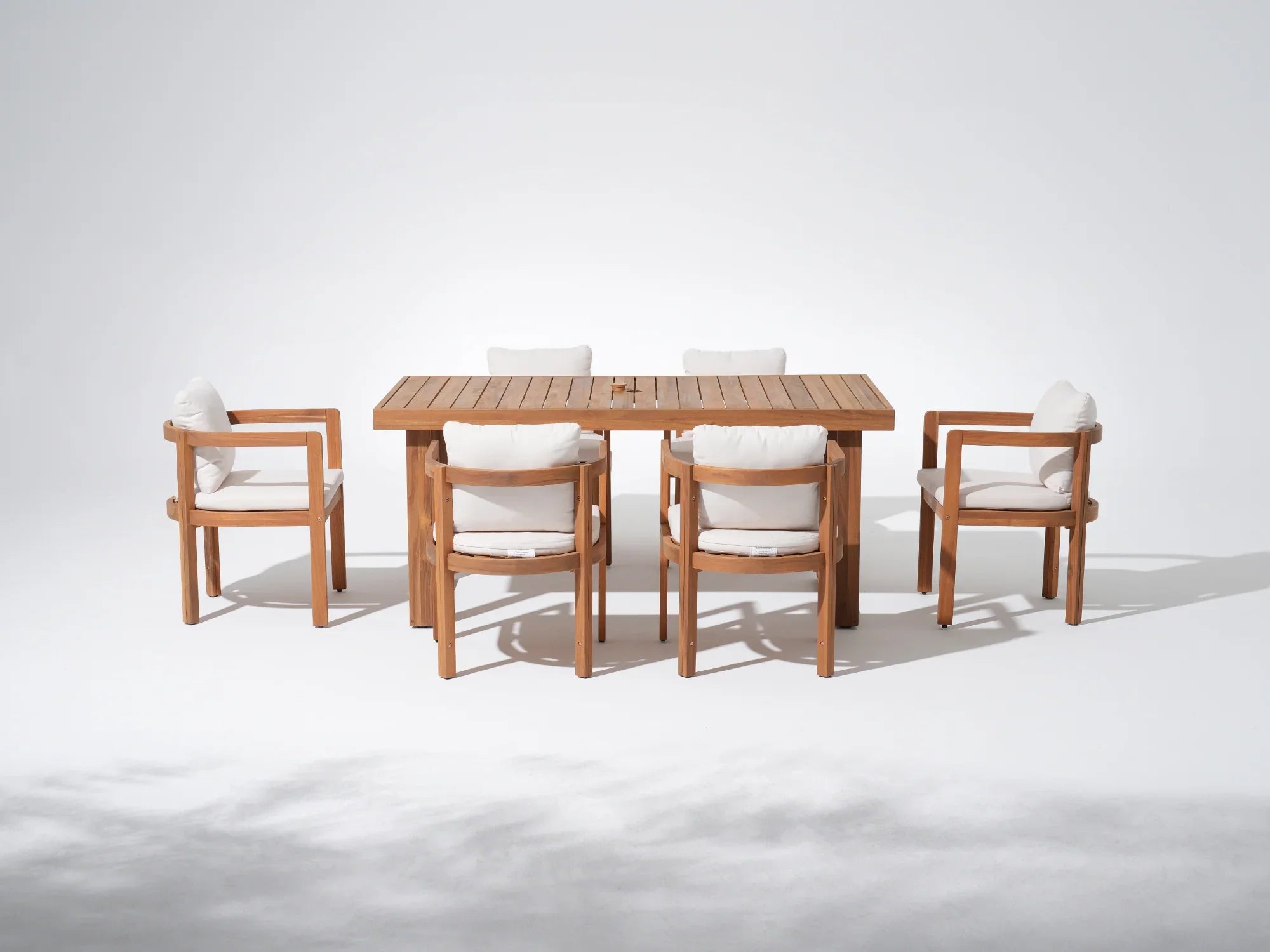 Sova Outdoor Classic Wood Dining Set with Umbrella Hole for 4-6 People