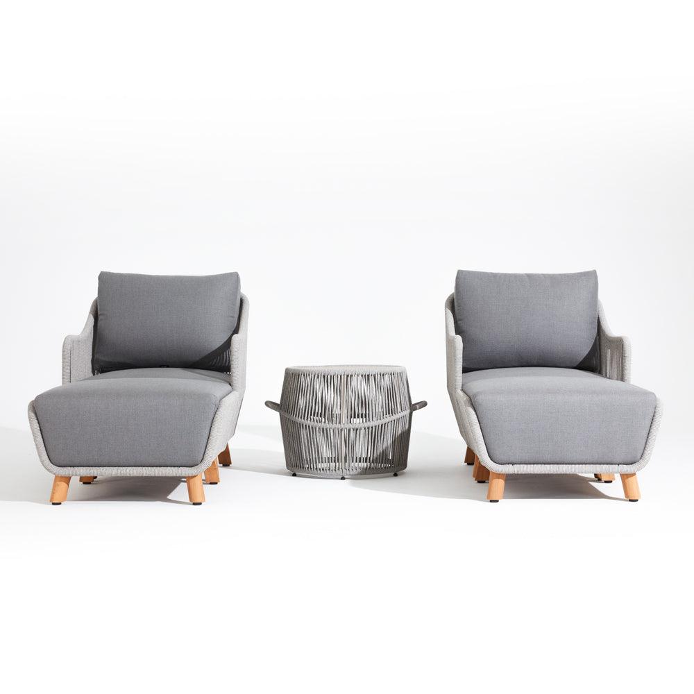 Natural 5-Piece Bistro Set Lounge Chair Set with Ottomans